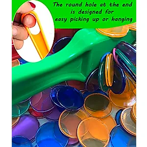 TCOINERY Bingo Chips Set-Magnetic Wand & 100 Counting Chips-6 Colors Transparent Plastic Markers for Family School Learning Game Zoom Bingo and Pokeno Nights