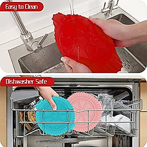 2 Pack Silicone Air Fryer Liners, 8 Inch Reusable Air Fryer Silicone Pot Round Air Fryer Silicone Basket for 3.5 to 7 QT for Baking Oven Microwave Accessories (Pink+Blue)