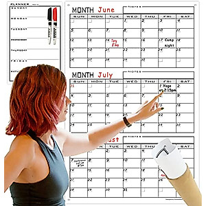 Large Wall Calendar Dry Erase 3 Month,36x24 Jumbo Undated Quarterly White Board Calendar For Medium Office,Giant Reusable Laminated 90 Days Planner,Big Multi Months Planning Poster