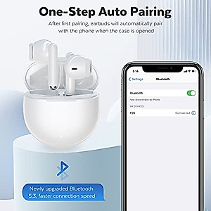 Wireless Earbuds, Wondelute Bluetoth Earbuds, IPX5 Waterproof Wireless Earphones Touch Control, Bluetoth 5.3 Earbuds Built-in Microphone, 25 Hrs with HiFi Bass earphones for i/Phone/Android/Sports