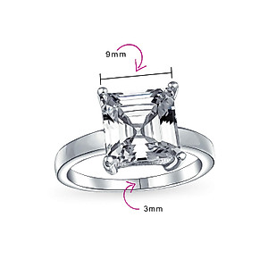 Personalize Classic Timeless 3CT AAA CZ Square Asscher Cut Solitaire Engagement Ring For Women .925 Sterling Silver Plain Band Customizable