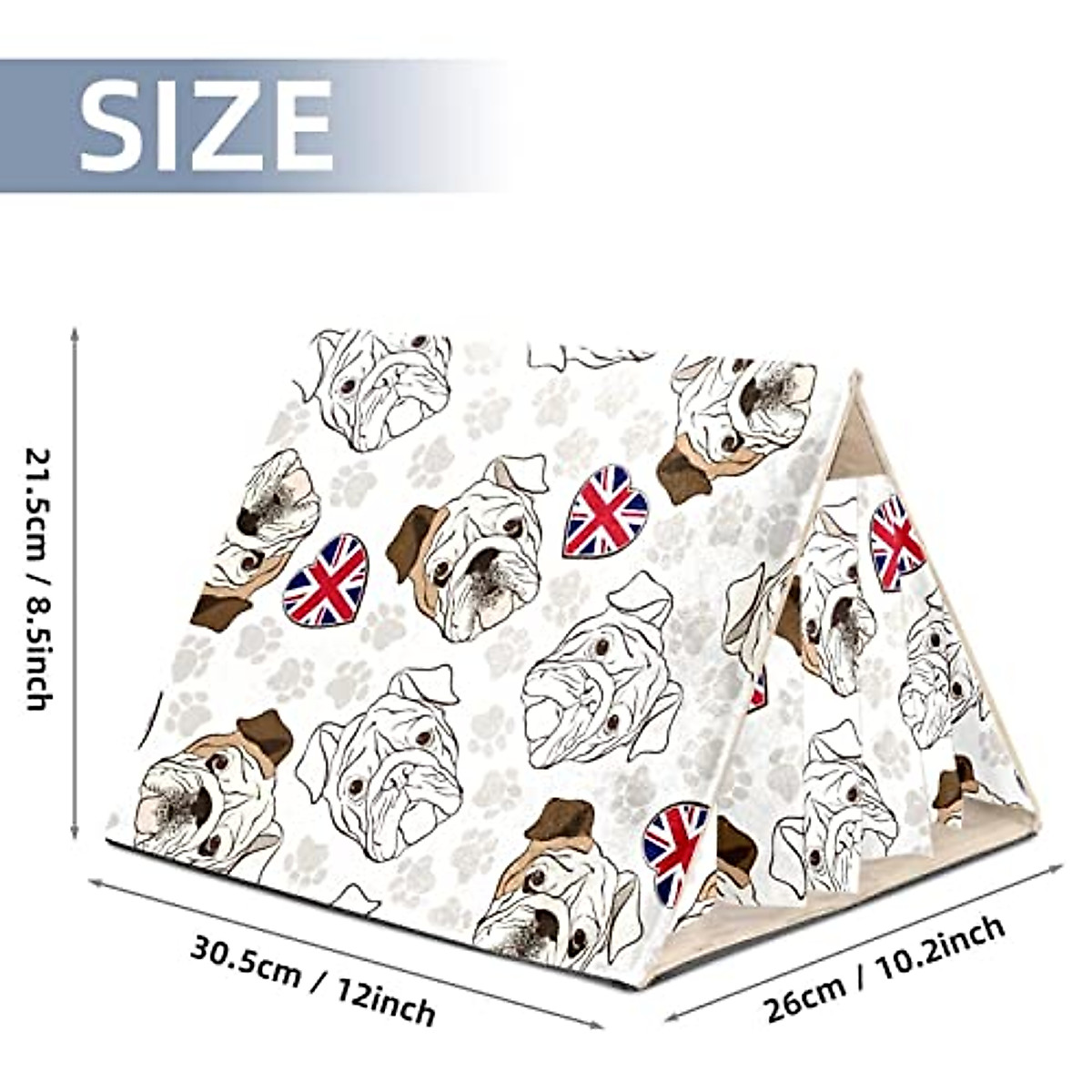 RATGDN Small Pet Hideout English Bulldog Hamster House Guinea Pig Playhouse for Dwarf Rabbits Hedgehogs Chinchillas