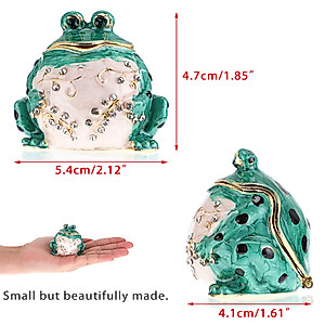 ELLDOO Mini Frog Trinket Box, Metal Enameled Decorative Box Ring Earrings Jewelry Organizer, Figurine Collectable Keepsake Home Decor