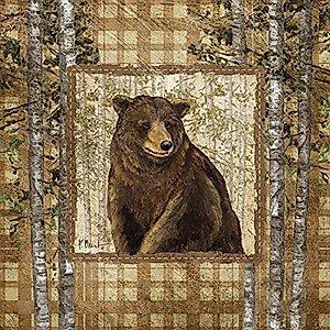 Rustic Cabin Moose Bear and Buck; Lodge Decor; Three 12x12in Brown Framed Prints, Ready to Hang!