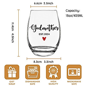 MNEDLAD Est 2024 Pairs Well With Becoming Godmother Wine Glass Gift, Novelty Cotton linen Wine Gift Birthday Christmas Thanksgiving Christmas Baptism Gifts for Godmother Aunt Women Hers,1Wine Bag-143