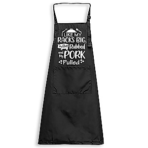 Grill Gifts for Men - Funny Apron for Men Grilling - Grill Apron for Dad, Husband, Boyfriend - Adjustable Bib Aprons Waterproof with Pockets - Black Apron Gift for Fathers Day, Birthday, Christmas