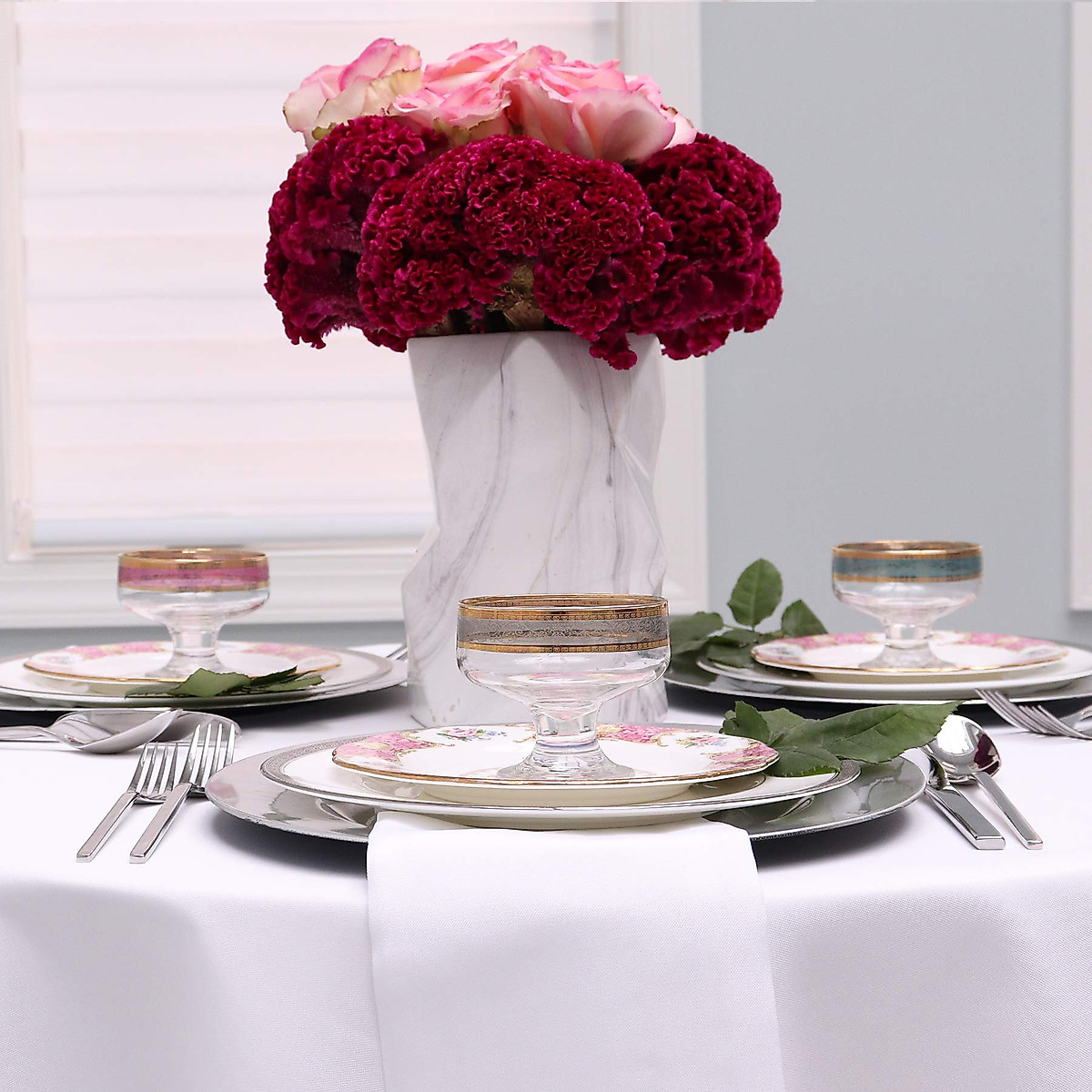 Kadut White Tablecloth - 90" Inch Round White Tablecloths for Circular Table Cover in White Washable Polyester - Great for Buffet Table, Parties, Holiday Dinner & More