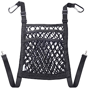 SnowyFox Upgraded Universal 3-Layer Car Mesh Organizer Storage, Car Seat Mesh Pet Child Barrier Storage Net Storage Net for Purse Pets Luggage Barrier Children Kids