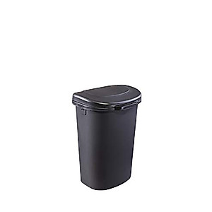 Rubbermaid Commercial Products Touch Top Trash Can/Wastebasket with Lid, 13-Gallon, Small Black Garbage Bin for Home/Kitchen/Bathroom/Bedroom/Office