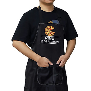 BWWKTOP Pizza Chef Apron Pizza Maker Apron Pizza Chef Gifts King Of The Pizza Oven Pizzeria Apron With Pocket For Chef Dad (King Of Oven)