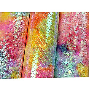 Yuanchuan Rainbow Camouflage Leather Faux Leather Sheets, 12" x 8.3" A4, 7PCS Different Leopard Printed Synthetic Fabric, Good for DIY Craft Earring Bows Wallets Headdress Decoration (Rainbow Series)