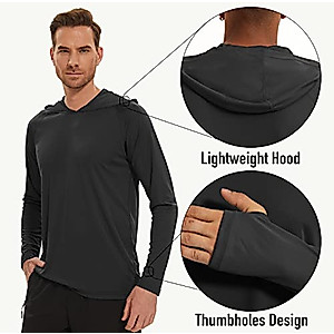 MAGCOMSEN Long Sleeve T Shirt Men UPF 50+ Quick Dry Fishing Shirts Performance Lightweight Shirts Workout Running Shirts Active Hiking Shirts Athletic T-Shirt Black
