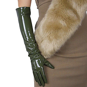 DooWay Women Sexy Faux Leather Shiny Long Latex Gloves Mittens Culb Wear Cosplay Costumes Opera Evening Finger Gloves
