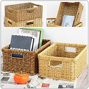 Storage Basket Wicker Woven Baskets for Storage Toilet Tank Basket Coffee Station Condiment Organizer Shelf Basket Coffee Condiment Organizer Woven Storage Bin Rattan Manager Pp
