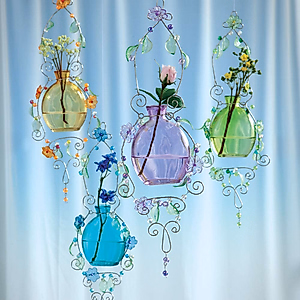 Set of Four Glass Rooter Hanging Vases - Pastel Glass Planter - Home and Garden Décor