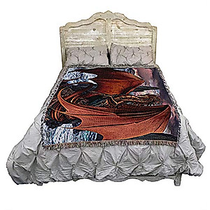 Pure Country Weavers Coppervein Blanket by Ruth Thompson - Gift Dragon Fantasy Tapestry Throw Woven from Cotton - Made in The USA (72x54)