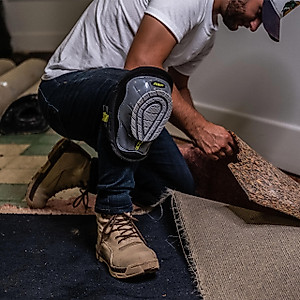 AWP Gel Stabilizer Flooring Roofing, Decking Non-Skid Knee Pads with Dual Layer Padding and Shock Stabilizer Caps | One Size, black,grey,green