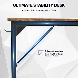 DUMOS 48 Inch Office Small Computer Desk Modern Simple Style Writing Study Work Table for Home Bedroom - Rustic Brown