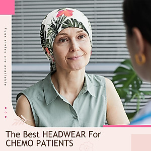 Halfchet 4 Pieces Chemo Headwear for Women Cancer Hats Pre Tied Chemo Caps Soft Cotton Elastic Head Scarf for Cancer Patients (Floral Pattern)