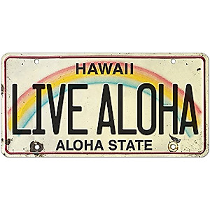 Pacifica Island Art 6in x 12in Vintage Hawaiian Embossed License Plate - Live Aloha