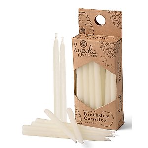 Hyoola Beeswax Birthday Candles – 24 Pack Mini Birthday Candles - All Natural 100% Unscented Pure Beeswax Candles - Handmade in The USA - White