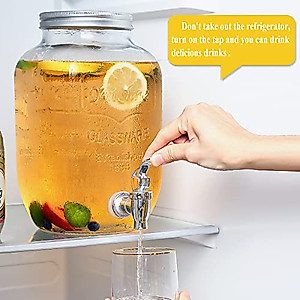 Berglander Glass Beverage Dispenser, 1 Gallon Drink Dispenser for Parties with Leak-proof Faucet, Convenient Wide Mouth And Stainless Steel Lid Seals Securely to Keep Your Beverages Fresh