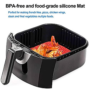 8 inch Square Air Fryer Accessories for Instant Vortex Air Fryer,COSORI,Philips AirFryers,Set of 4,Multi-purpose Double Layer Rack with Skewer,Nonstick Pizza Pan,Silicone Mat