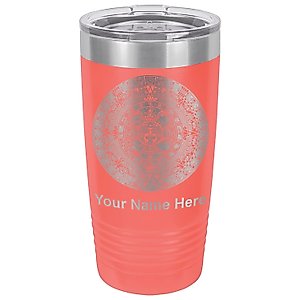 LaserGram 20oz Vacuum Insulated Tumbler Mug, Aztec Calendar, Personalized Engraving Included (Coral)