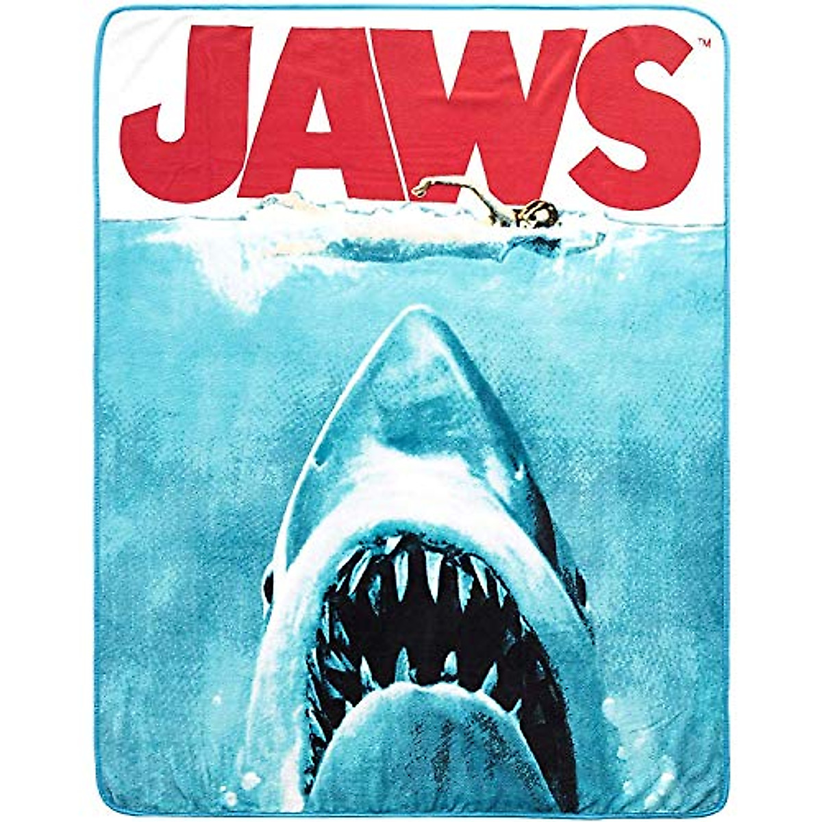 Silver Buffalo Jaws Great White Shark Throw Fleece Blanket - 45 x 60 inches | Soft and Cozy
