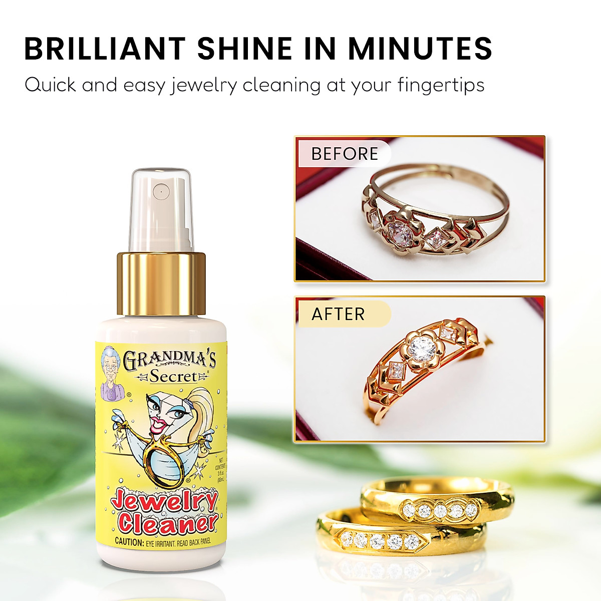 Grandma's Secret Jewelry Cleaner - Gold and Silver Jewelry Cleaner - Toxin and Chemical-Free Jewelry Cleaning Solution - Jewelry Cleaner Liquid for Office and Home Use - 3-Ounce Anti Tarnish Spray