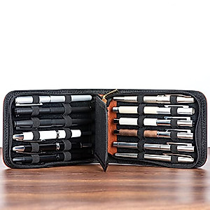 Lanxivi Fountain Pen Roller Pen Pu Leather Case for 12 Pens (Coffee)