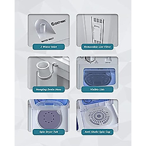 ARLIME Portable Clothes Washing Machine, 17.6lbs Mini Twin Tub Washer & Spinner Dryer Combo Compact Washer (11lbs) & Spin Dryer (6.6lbs) Sets Laundry Machine W/Time Control for Apartments, Dorms, Bathroom or RV Camping