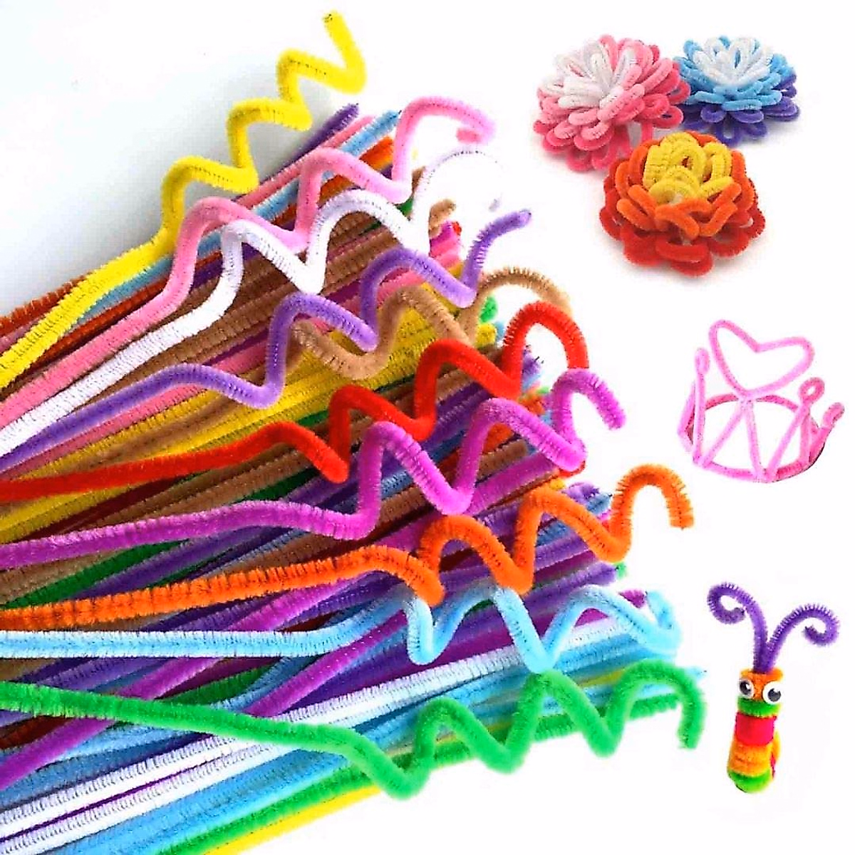 100pcs Pipe Cleaners Chenille Stems for DIY Art Supplies Craft Projects 6mmx30cm Christmas Pipe Cleaners Decoration, Glitter Pink