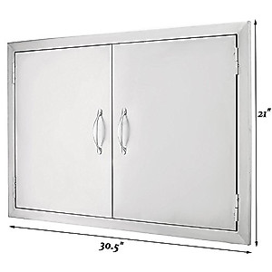 SHZOND 30.5" W x21 H BBQ Access Door 304 Stainless BBQ Island Door Heavy Duty Double Door Great for Outdoor Kitchen