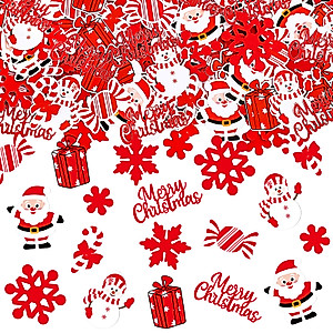 Whaline 270Pcs Christmas Confetti Red Santa Snowflake Snowman Paper Confetti Merry Xmas Table Confetti Decoration for Winter Holiday Baby Shower Birthday Party Supplies DIY Crafting