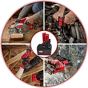 CHAUNVEN Battery 12V 9.0Ah M12 Battery Replacement for Milwaukee M12 Battery 48-11-2440 48-11-2402 48-11-2411 fit M12 12-Volt Cordless Tools 2 Pack