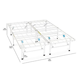 Amazon Basics Foldable Metal Platform Bed Frame with Tool Free Setup, 14 Inches High, Full, White