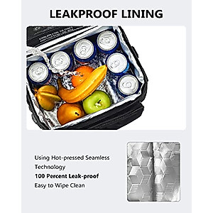 Insulated Lunch Bag for Men, Tactical Men Lunch Box Leakproof Meal Prep Lunch Cooler Bag with Shoulder Strap, Water Resistant MOLLE Reusable Adult Large Lunch Bags for Work Office Travel, Black