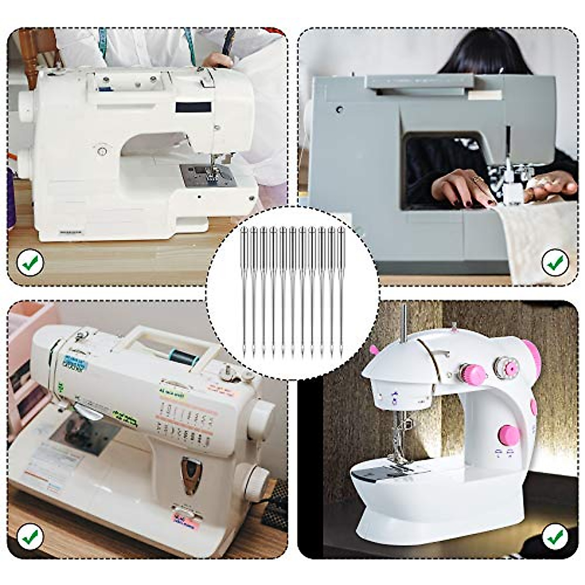 100 PCS Sewing Machine Needles Universal Regular Point Needles for Singer Brother, Assorted Sizes HAX1 65/9, 75/11, 90/14, 100/16, 110/18