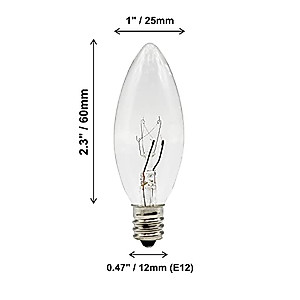Creative Hobbies® Replacement Light Bulbs for Electric Candle Lamps, Window Candles, & Chandeliers - 7 Watt Candelabra (E12), Clear, Steady Burning, 120v 7w Bulb - Pack of 12