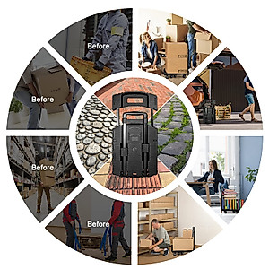 SELORSS Folding Hand Truck, 530 LBS Heavy Duty Luggage Cart, Foldable Dolly Cart for Moving, Utility Dolly Platform Cart with 6 Wheels for Travel House Office Shopping (Black)