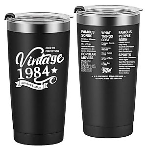 Greatingreat 1984 40th Birthday Gift for Women and Men - 40th Gifts for Parents - 40th Class Reunion - Mom Dad Wife Husband Present - 20oz Tumbler Cup Black