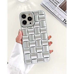 Ginkgonut Compatible with iPhone 13 Pro Max Case for Women/Girls, Cute 3D Laid Desgin Soft Silicone Shockproof Raised Bumper Corners Case for iPhone 13 Pro Max（Silver）