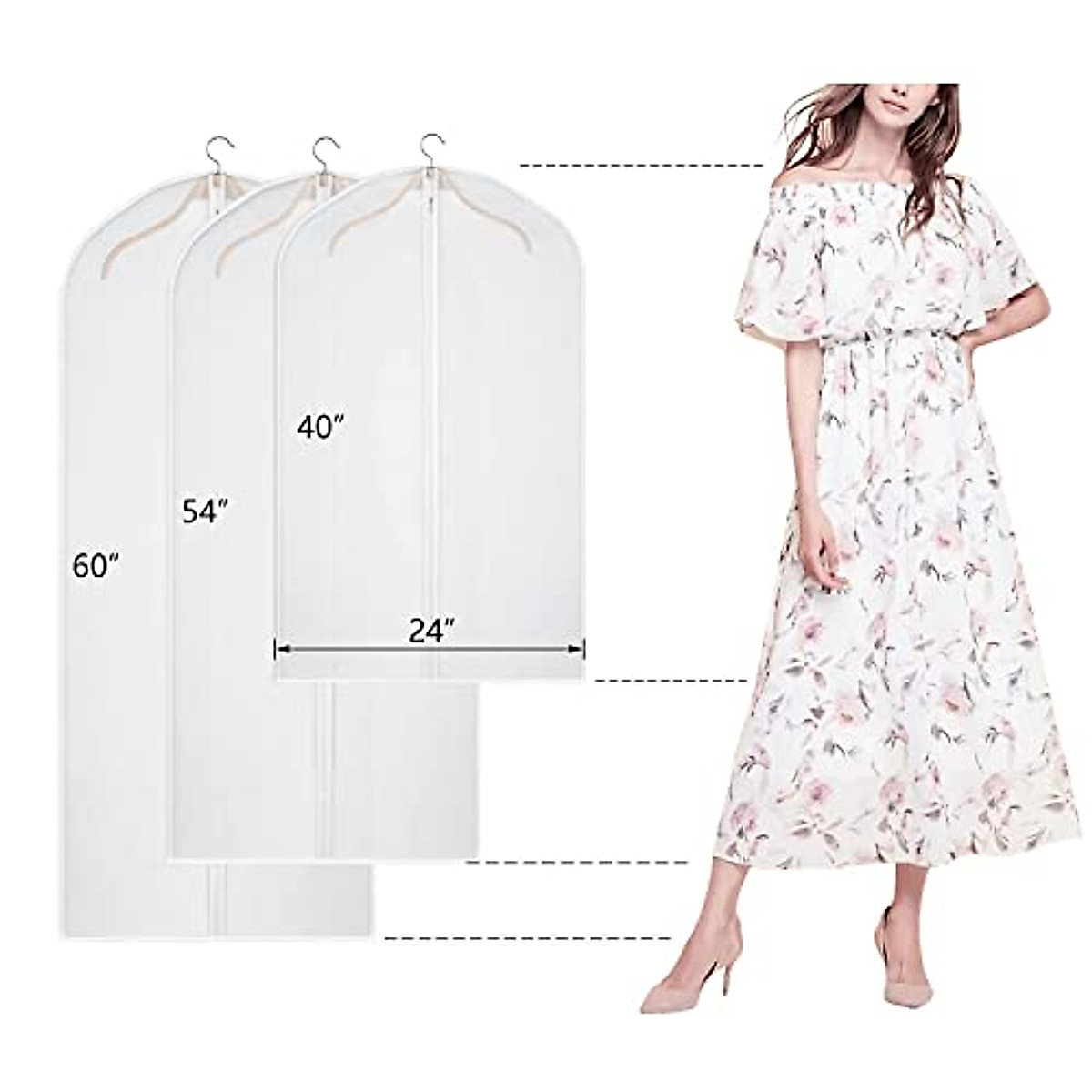 Kntiwiwo Clear Garment Bag Suit Bags for Storage Set of 12 Hanging Dust-Proof Clothes Cover Bag with Zipper for Suit, Coat, Dress Closet Clothes Storage-24” x 40”