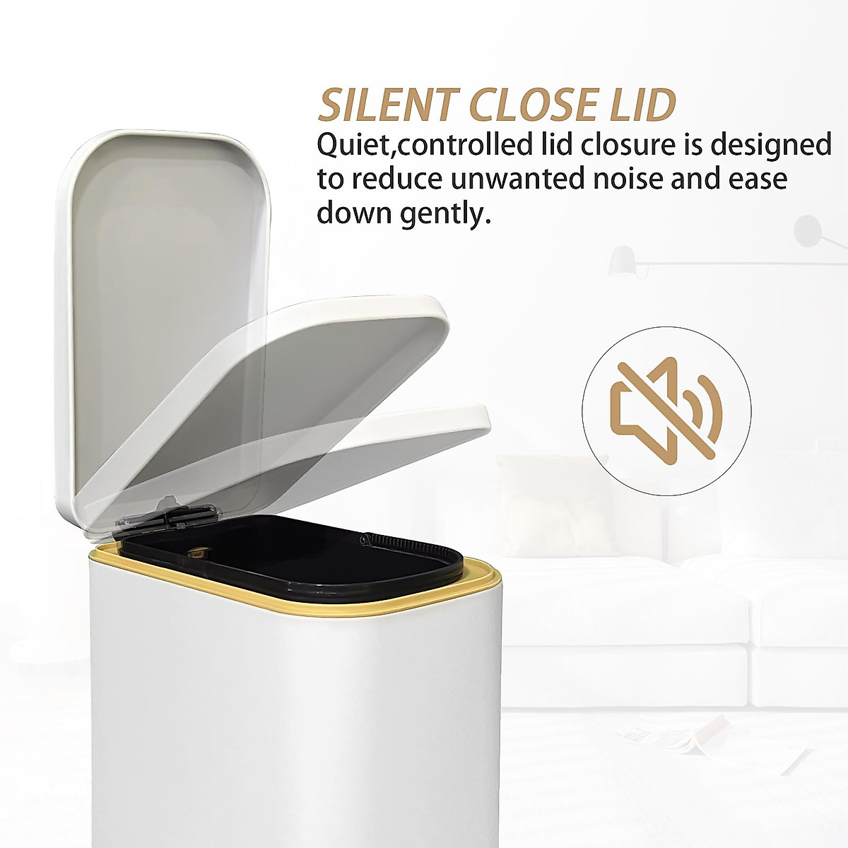 Doyingus 4 Gallon Trash Can with Lid Soft Close, Slim Stainless Steel Garbage Can with Removable Inner Bucket for Bathroom, Office (White)