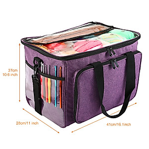 Yinsun Knitting Bag Yarn Storage Tote Bag, Large Crochet Storage Organizer with Inner Divider for Unfinished Projects, Carrying Projects, Crochet Hooks and Other Accessories