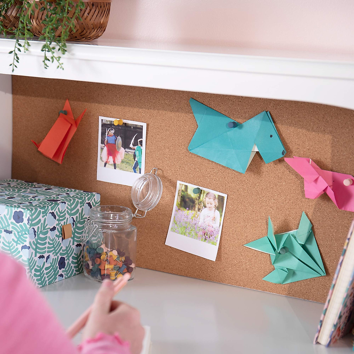 Guidecraft Children’s Media Desk and Chair Set – White: Student's Study Computer Workstation with Hutch and Storage, Wooden Kids Bedroom Furniture