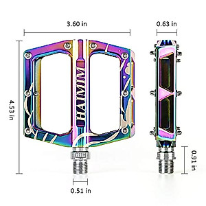 HAIMIM Road Bike Pedals 9/16 Sealed Bearing Mountain Bicycle Flat Pedals Lightweight Aluminum Alloy Wide Platform Cycling Pedal for BMX/MTB -Universal Lightweight Aluminum Alloy Platform Pedal