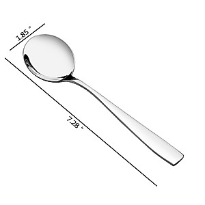 Kekow Soup Spoons, 12-Piece Stainless Steel Round Bouillon Spoon