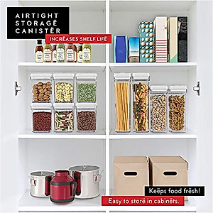 DWËLLZA KITCHEN Pasta Storage Containers for Pantry - 2 Pc Airtight Spaghetti Container Storage - Ideal for Spaghetti & Noodles, Kitchen Pantry Organization and Storage, Keeps Food Fresh (White Lids)